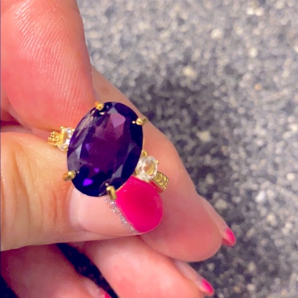 JTV | Jewelry | Amethyst 8k Yellow Gold Over Sterling Silver | Poshmark